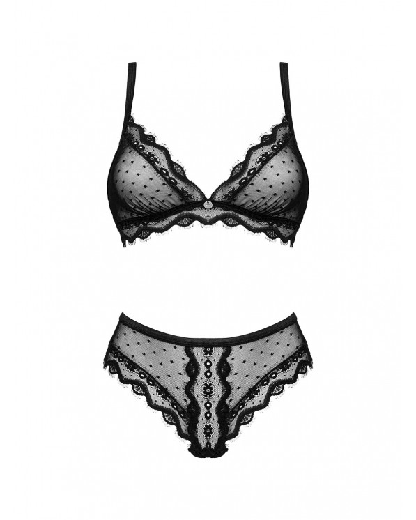 Obsessive Sexy completino intimo nero trasparente a pois collezione Marrbel